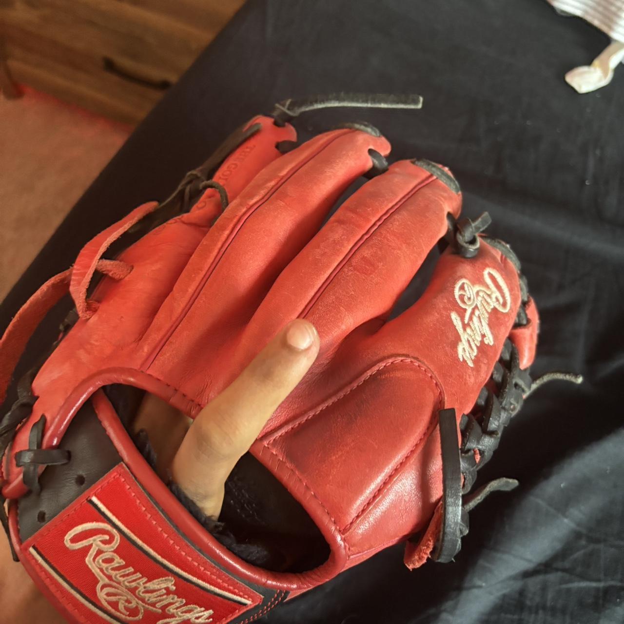 Used red baseball Rawlings glove for infielders size... | Depop