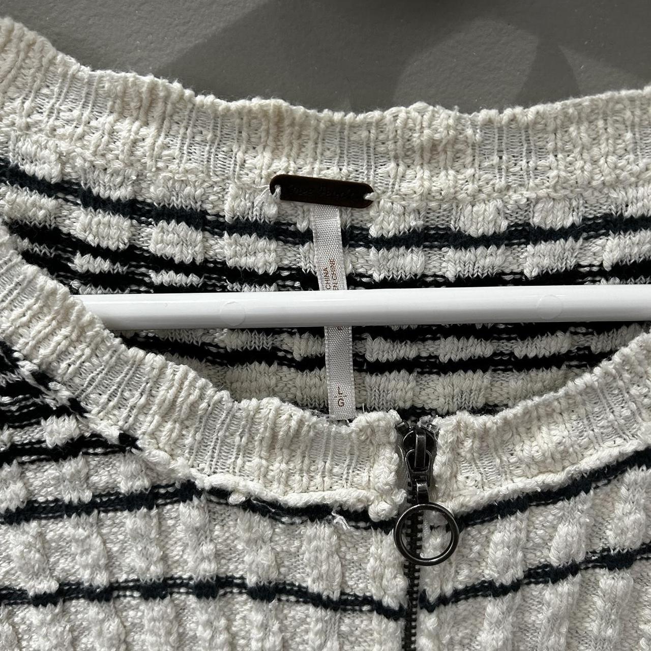 Free People Striped Ribbed Half Zip-Lg Multi color... - Depop
