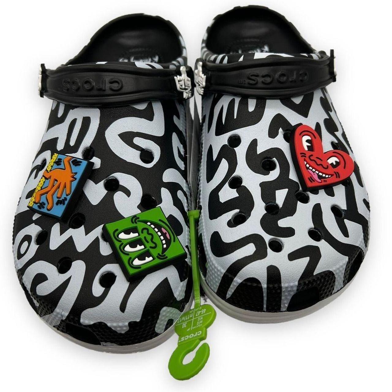Crocs X Keith Haring Clog Mens 12 Black White Pop... - Depop