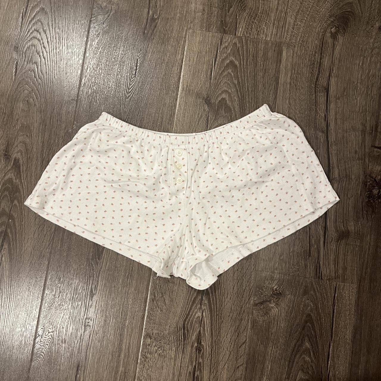 brandy melville floral pj shorts no noticeable wear... - Depop