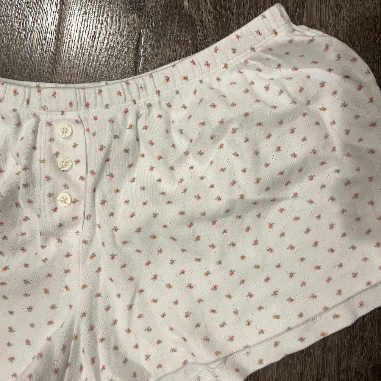 brandy melville floral pj shorts no noticeable wear... - Depop