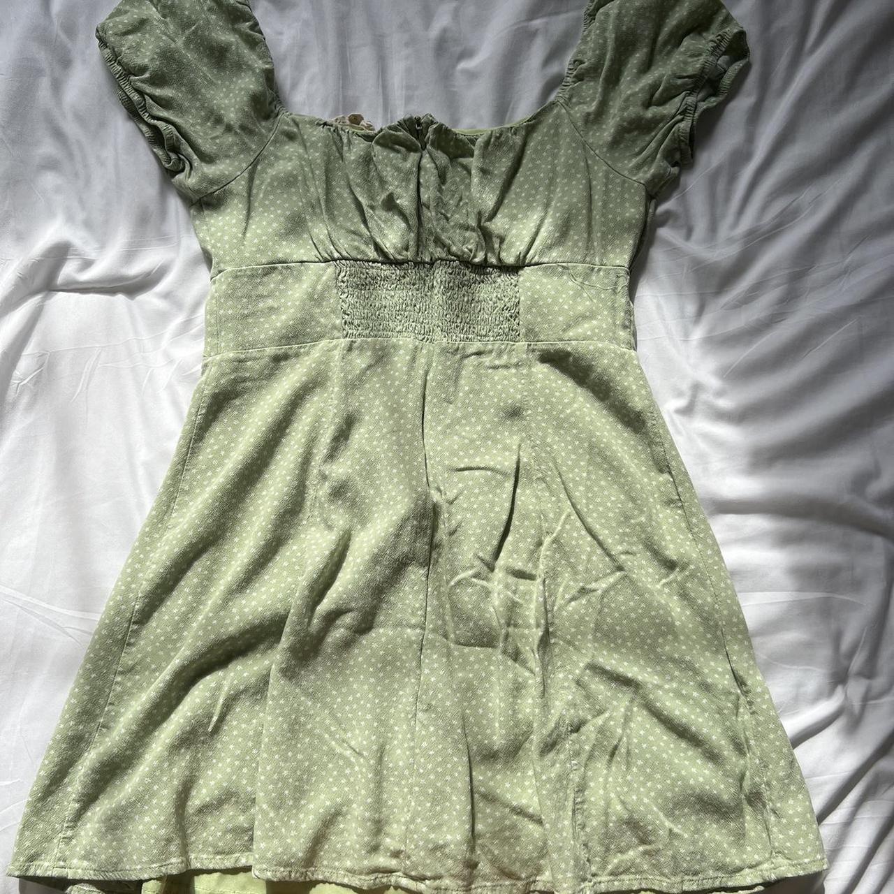 Pacsun Mini Dress green floral medium - Depop