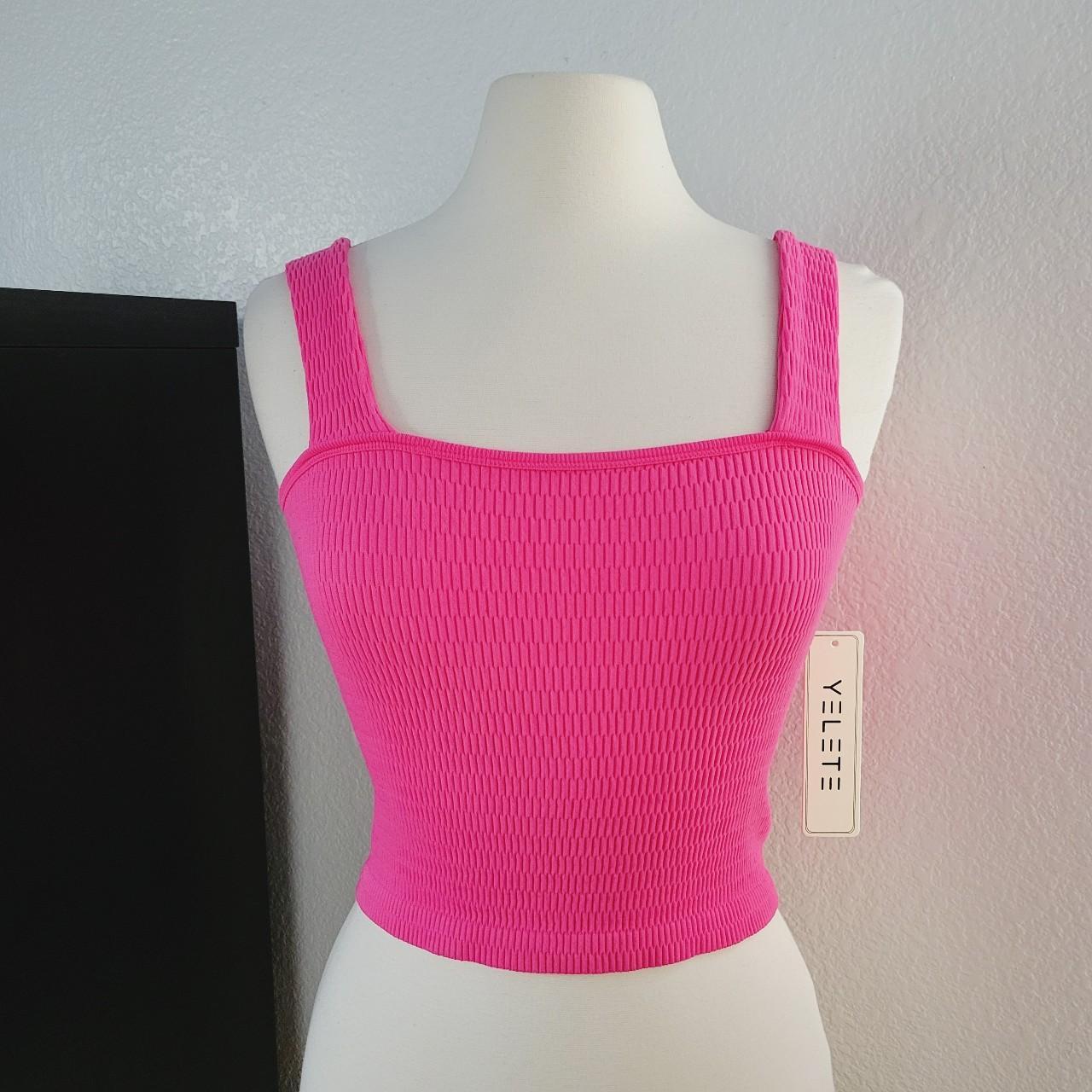 Yelete hot pink crop tank top women's size s/m New... | Depop