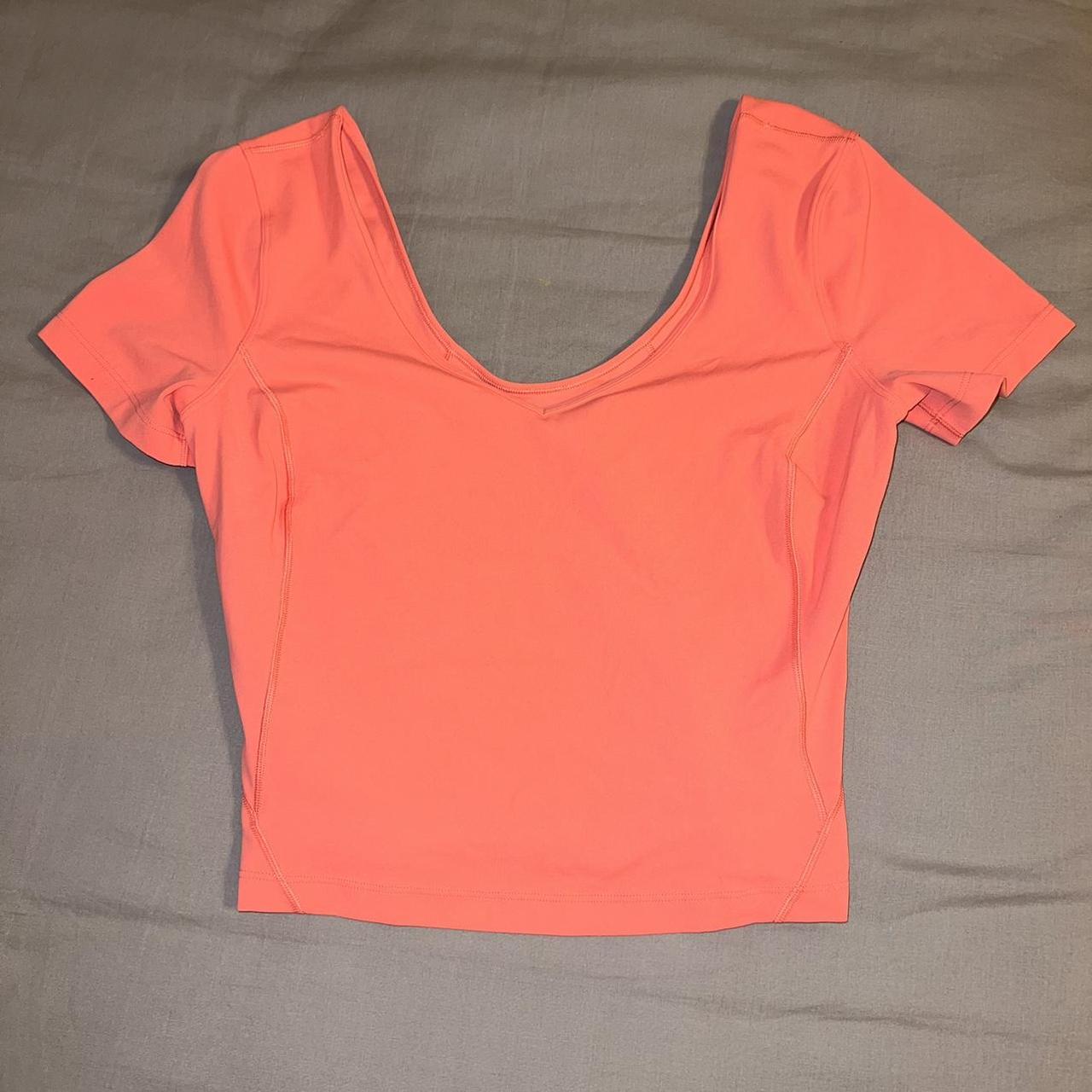 Lululemon Align tee in neon salmon color Super cute... - Depop