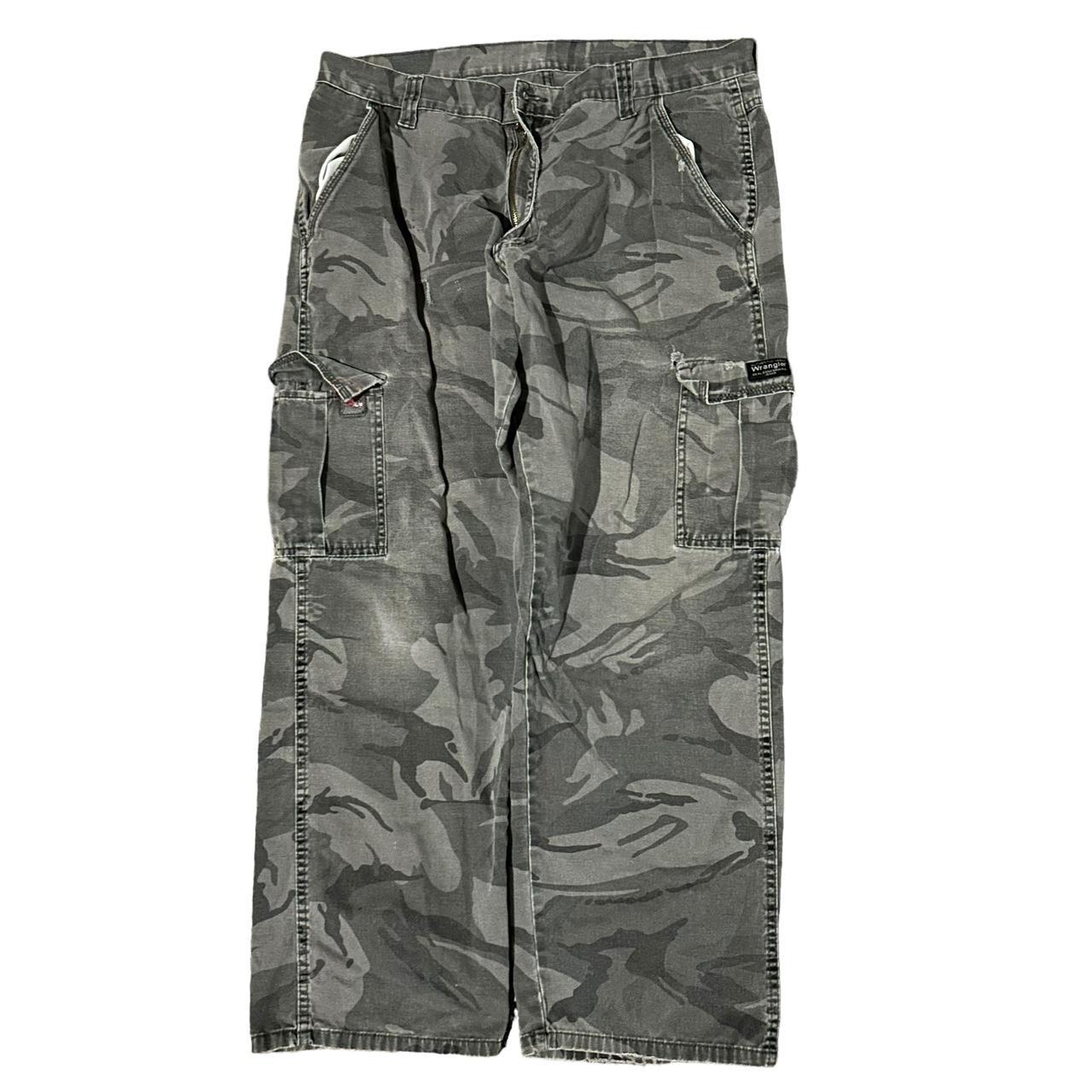 Grey baggy camo wrangler cargos 🔥 .size... - Depop
