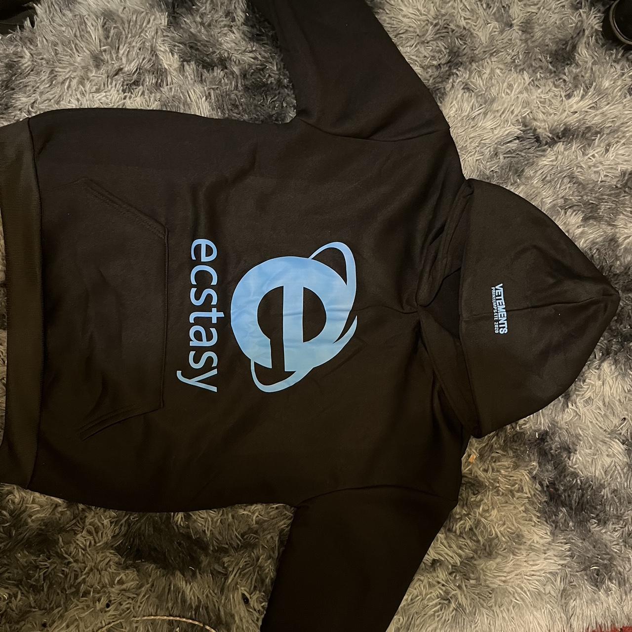 Vetements Ecstacy Black Hoodie Size small Printed... - Depop