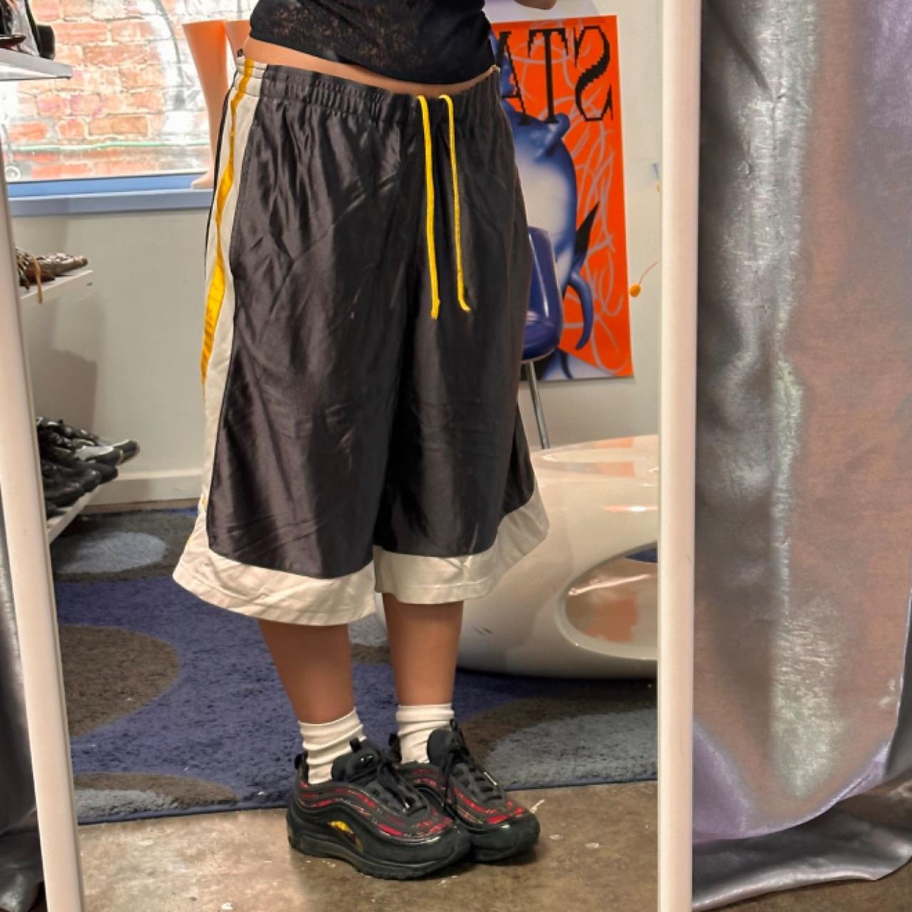 ☾⋆｡𖦹 ° metallic grey track shorts ☾⋆｡𖦹 ° brand:... - Depop