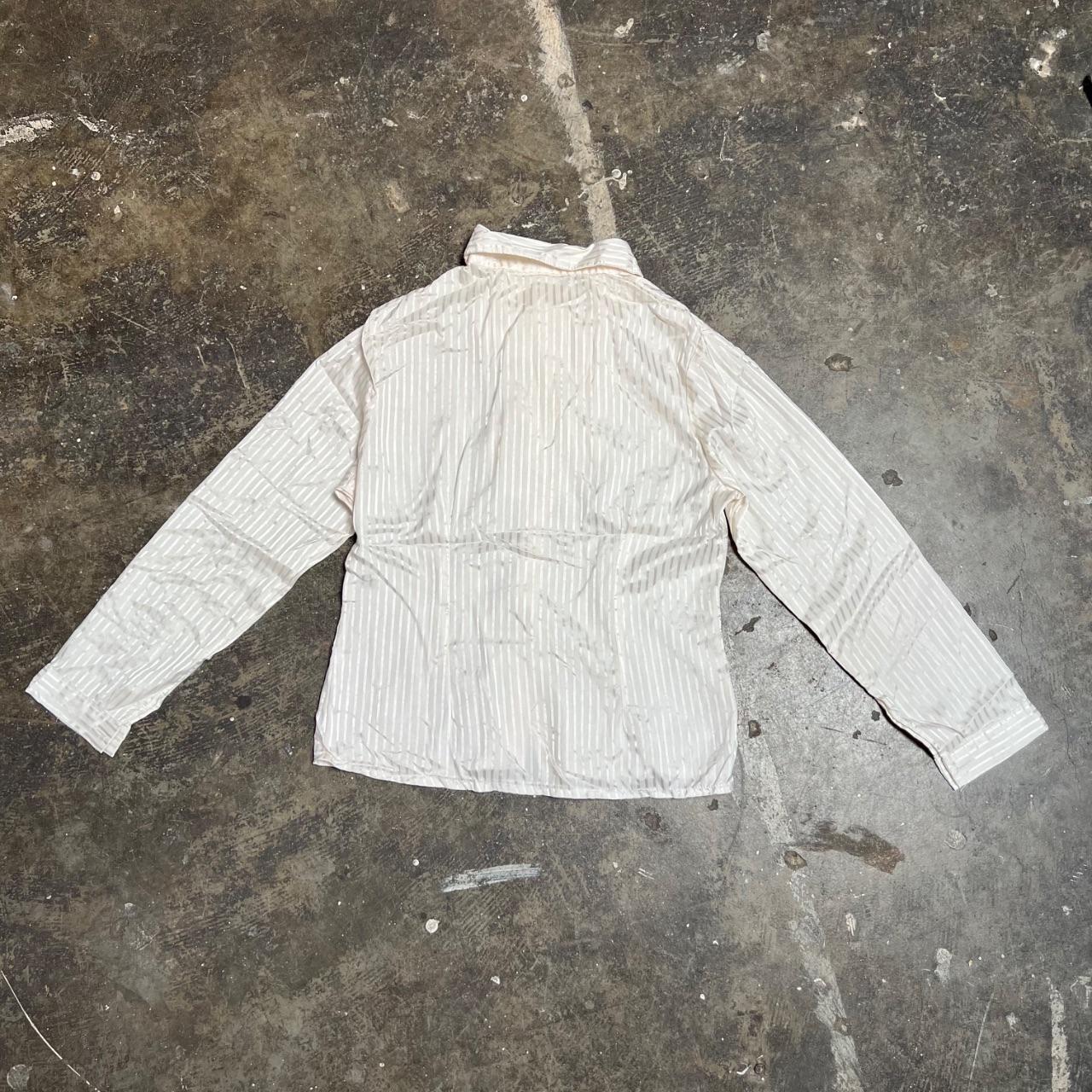 ☾⋆｡𖦹 ° cream satin ruffle shirt ☾⋆｡𖦹 ° brand:... - Depop