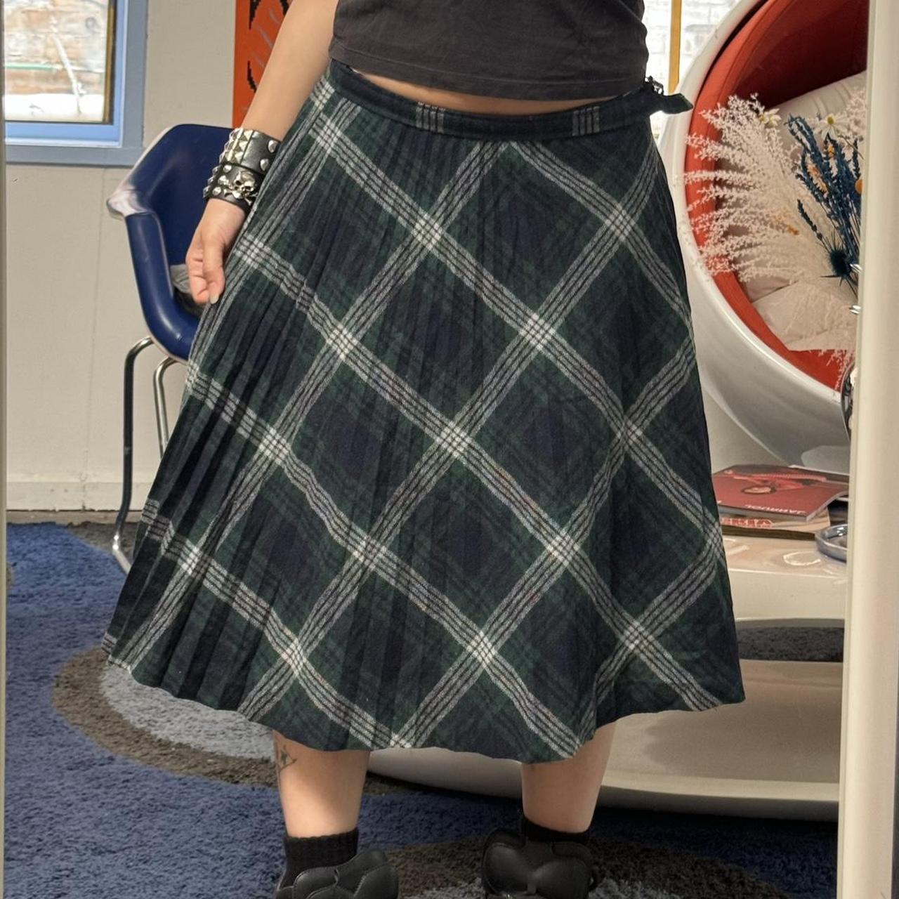 ☾⋆｡𖦹 ° green and blue tartan midi skirt ☾⋆｡𖦹 ° ... | Depop