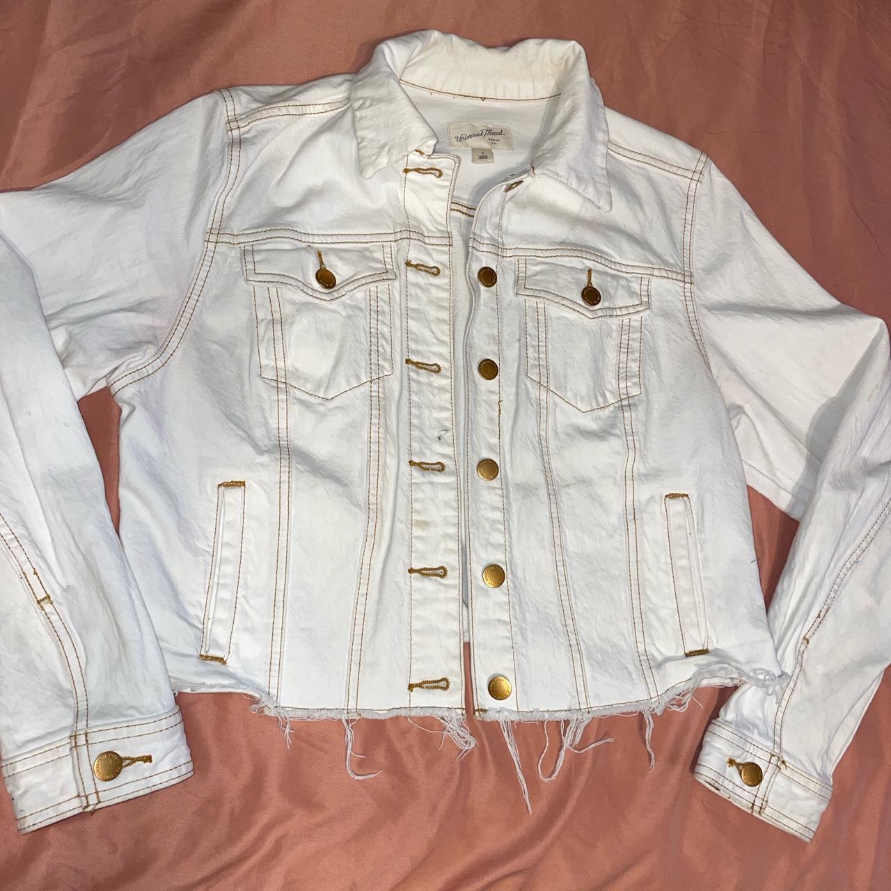 White jean jacket Universal thread Size small - Depop