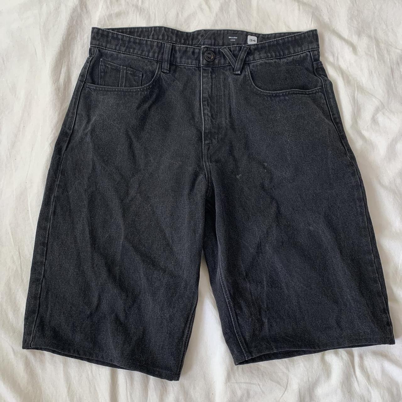 black volcom denim jorts hemmed at the bottom as... - Depop