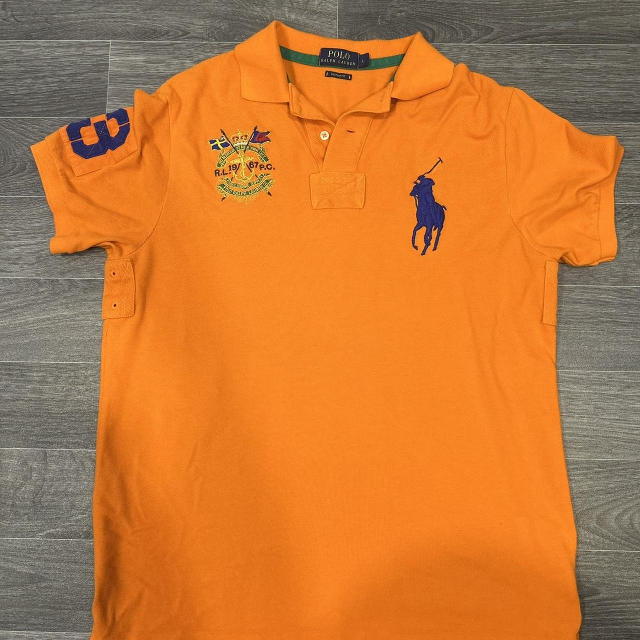 Vintage Orange Polo Ralph Lauren polo shirt with... | Depop