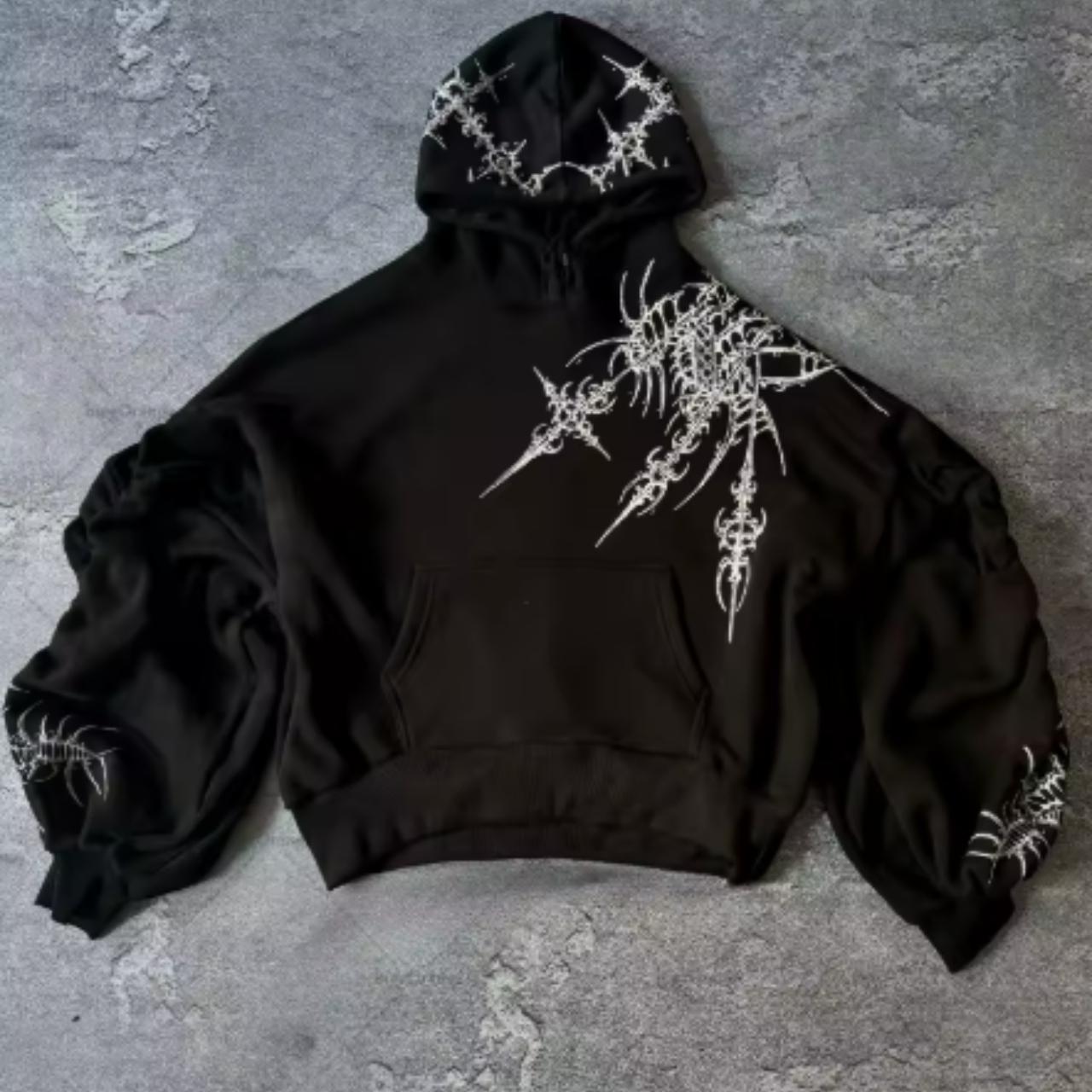 🖤 Printed Barbed Wire Graphics 🖤 Detailed Skeleton... | Depop