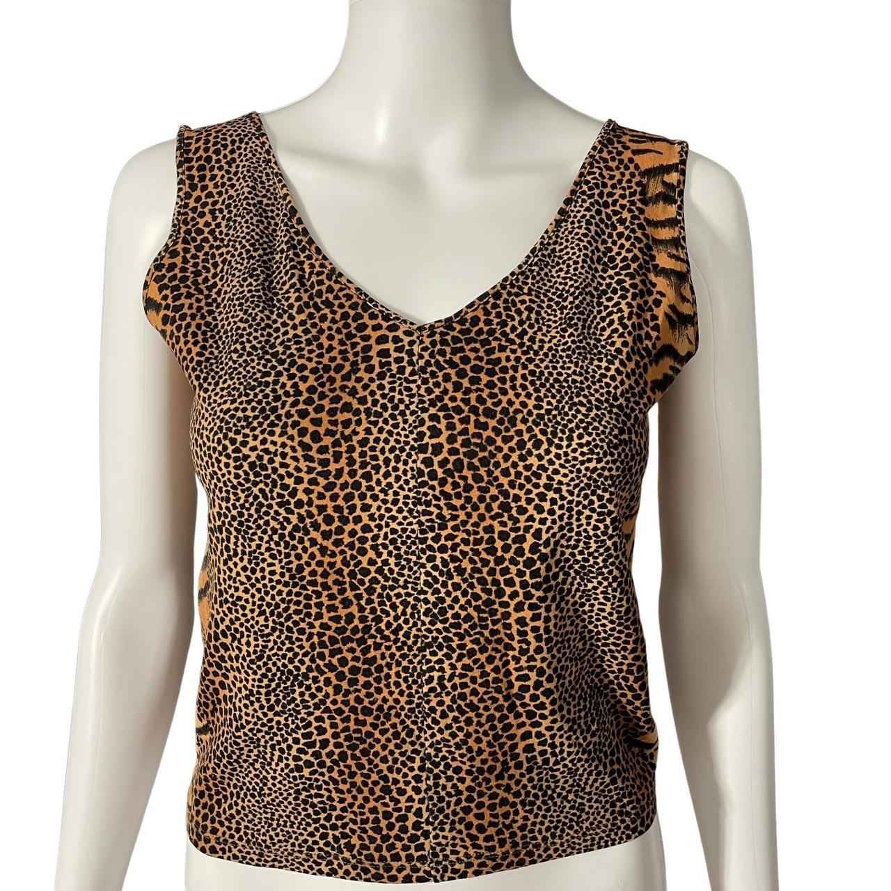 Vintage Blumarine cheetah print tank top n-neck with... - Depop