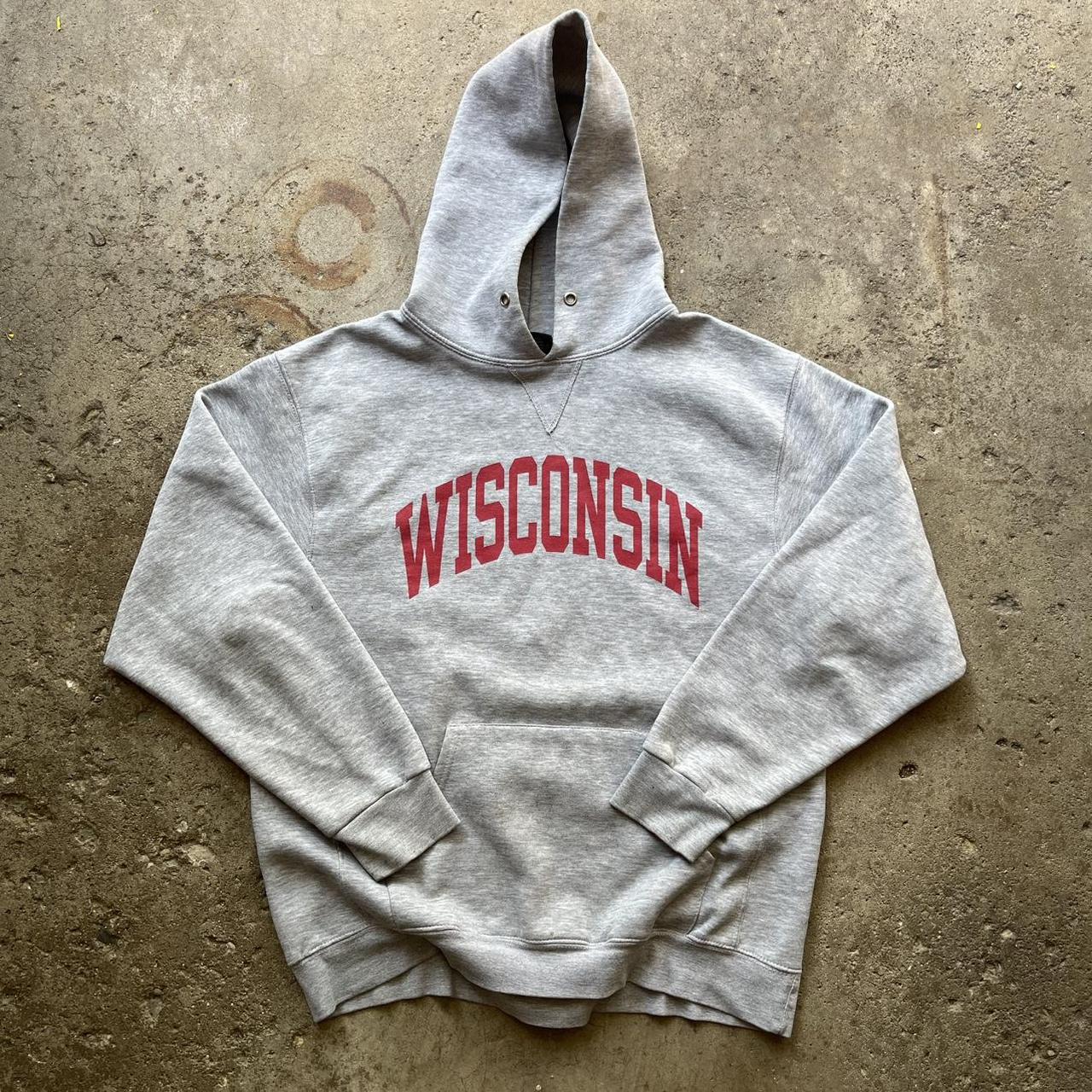 Men's Vintage Wisconsin Madison Badgers Grey Red... | Depop