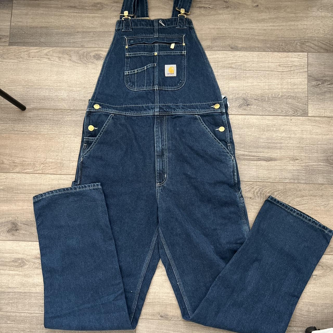 Carhartt overalls in denim size 34x36 - Depop