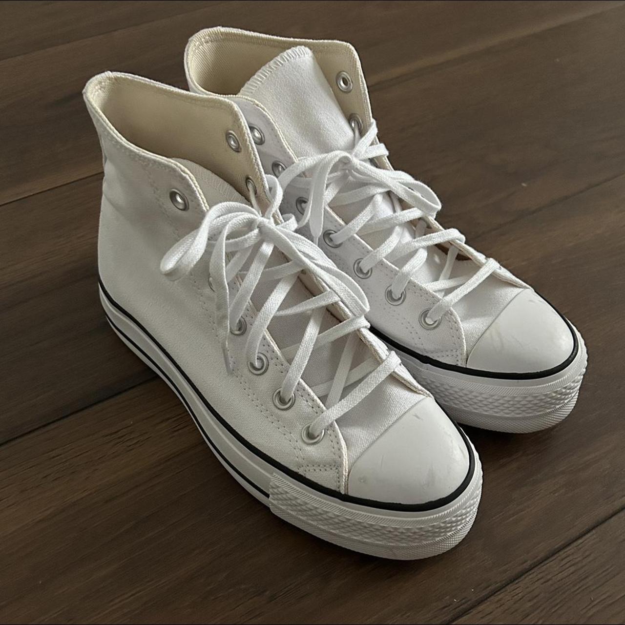 white platform converse, women’s 7.5, price is set - Depop