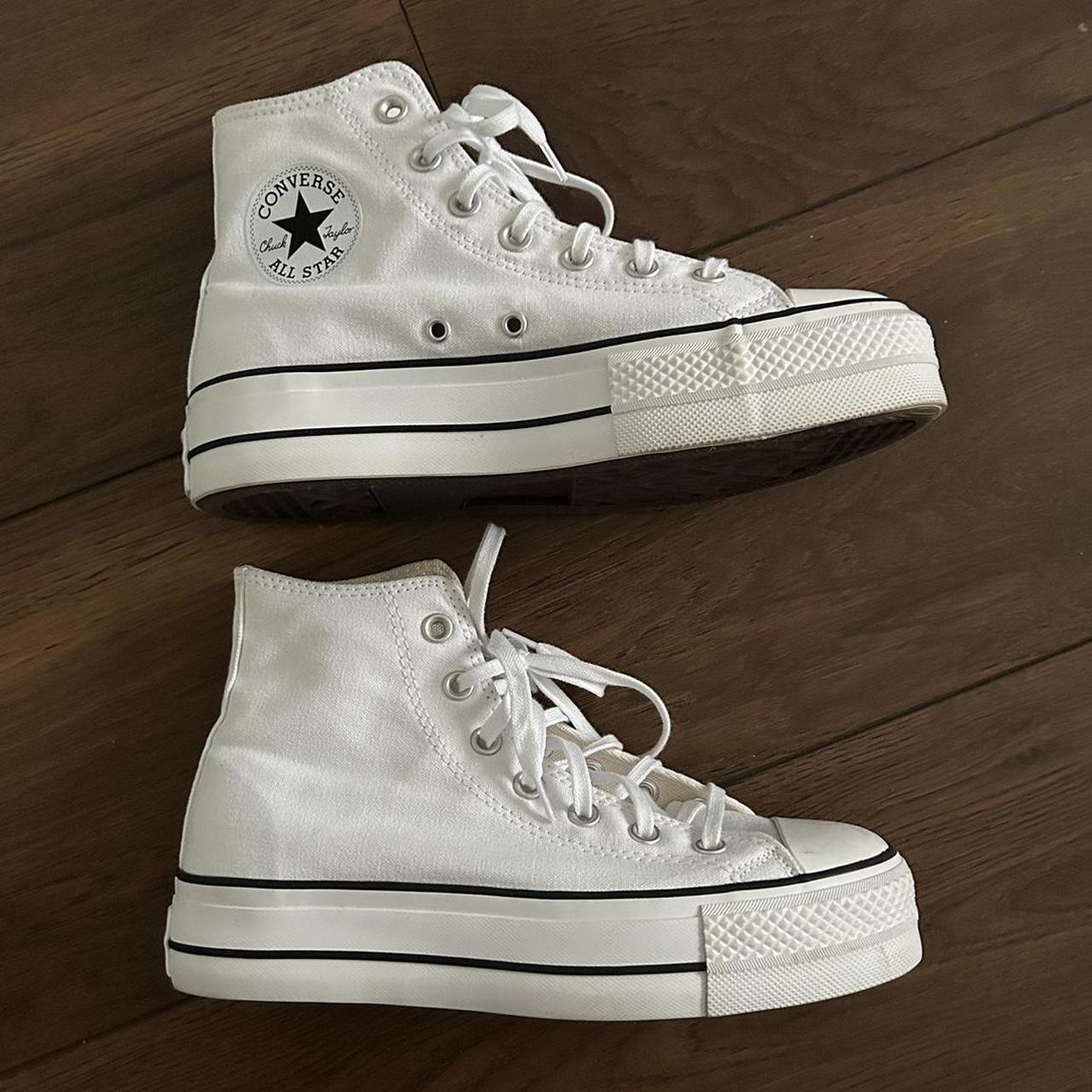 white platform converse, women’s 7.5, price is set - Depop