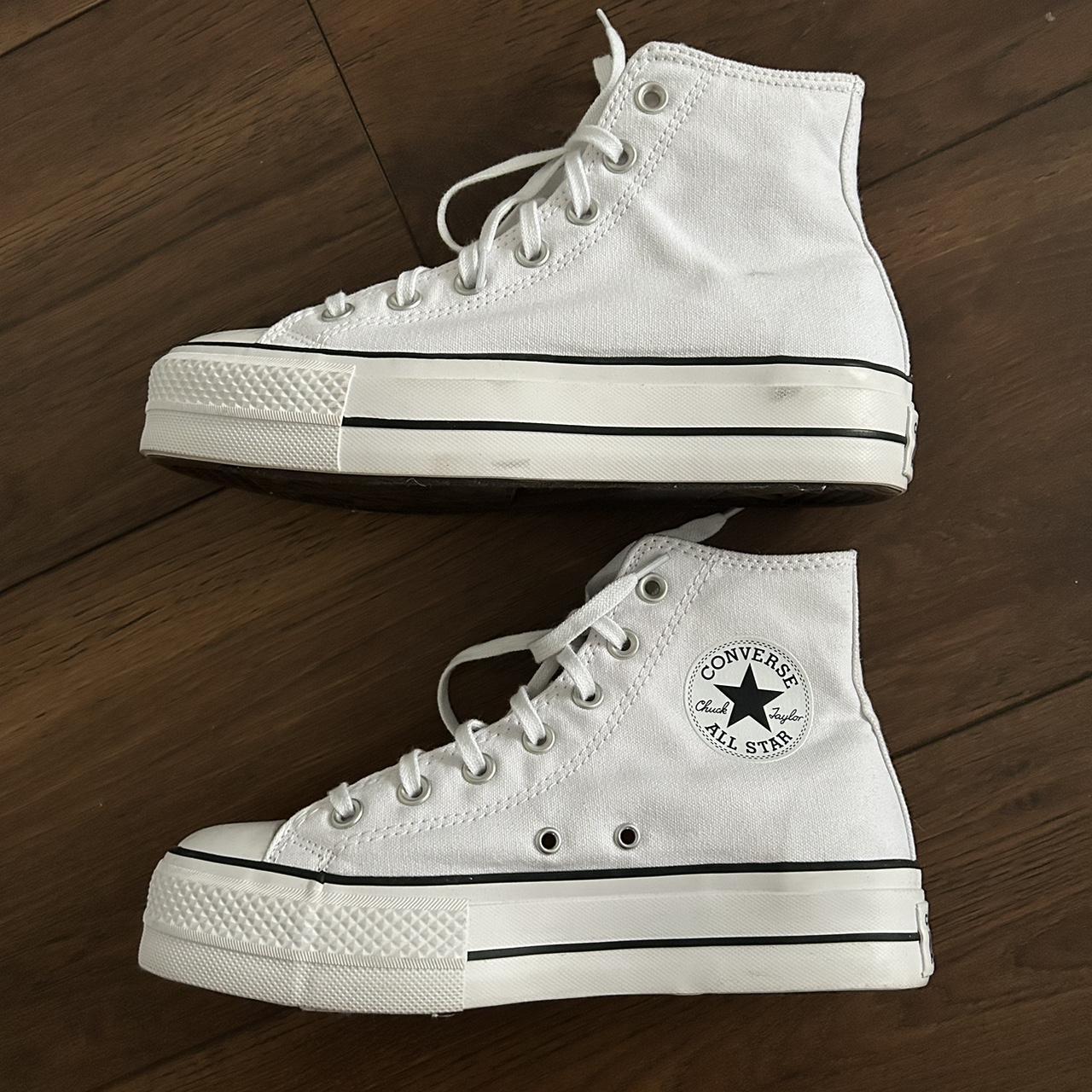 white platform converse, women’s 7.5, price is set - Depop