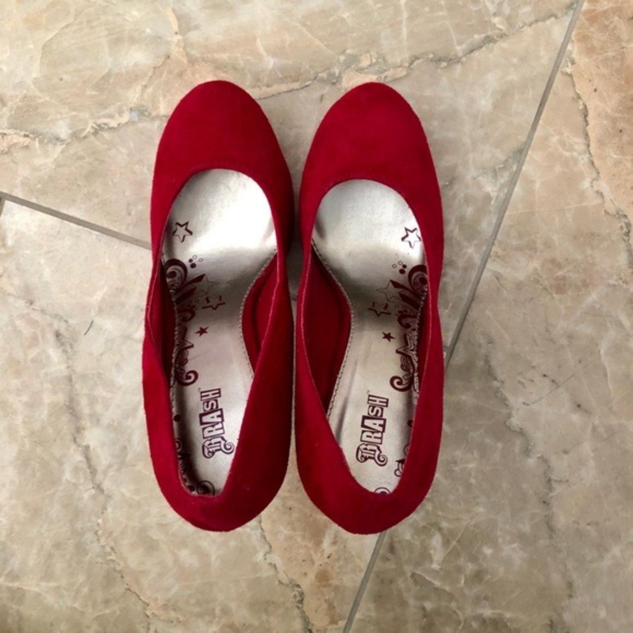 cherry red heels. Worn one time. in perfect condition - Depop