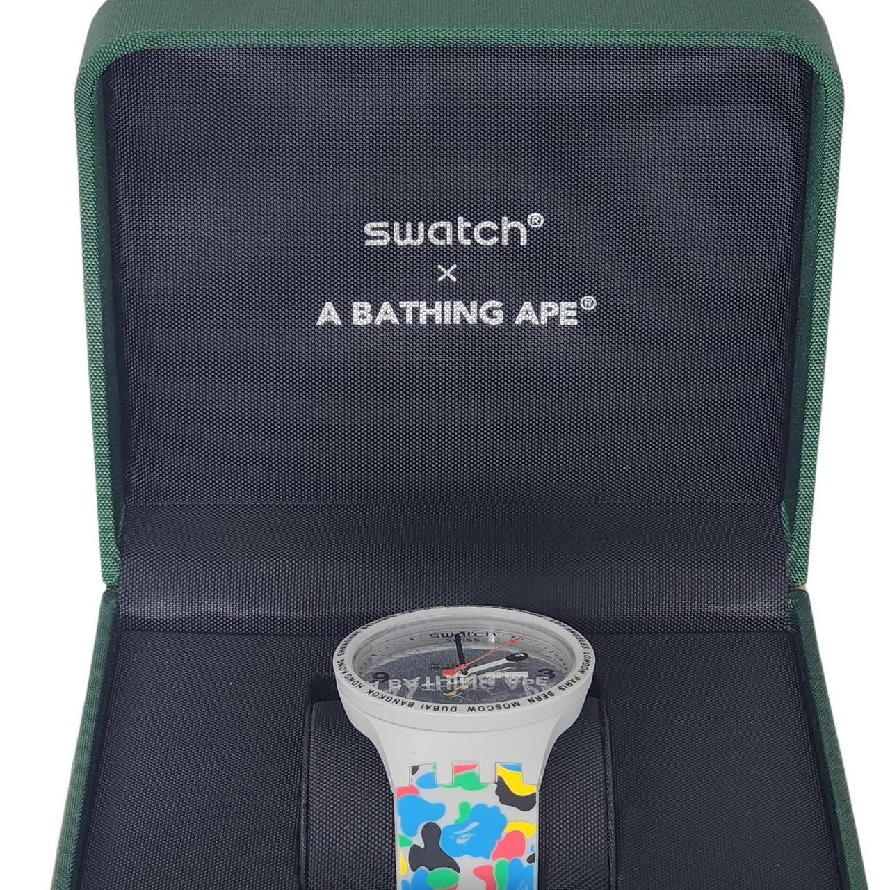 !!PLEASE READ!! Swatch x A Bathing Ape Watch Grey... - Depop