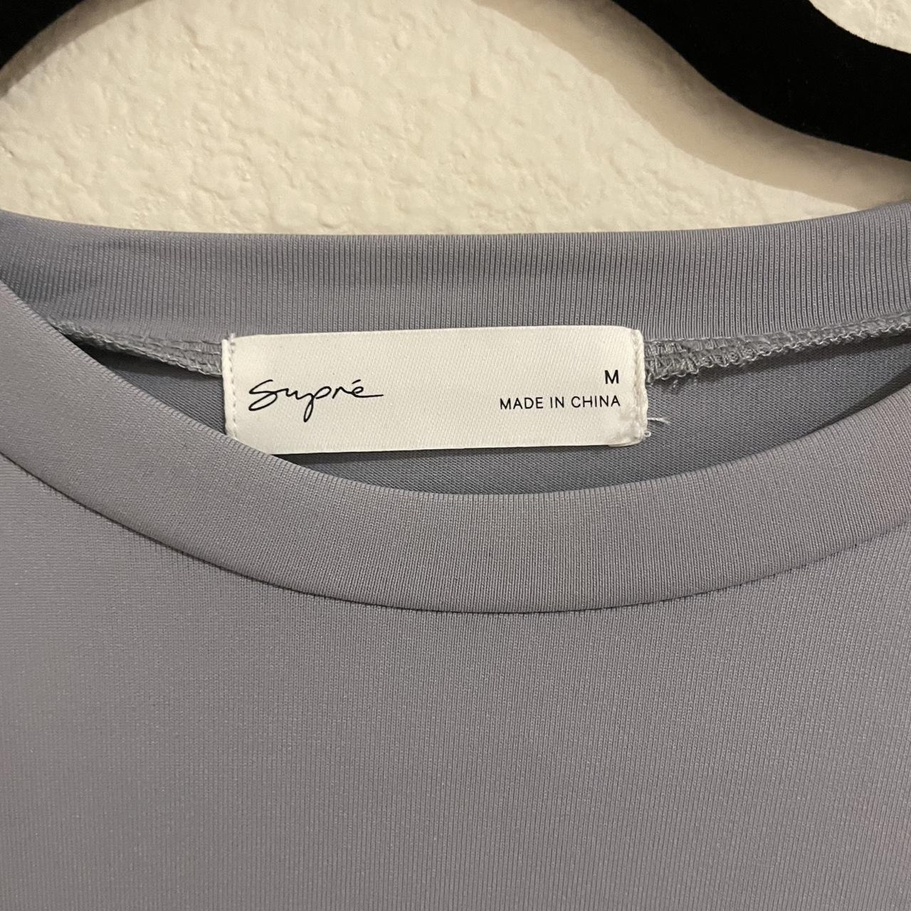 Supré luxe longline longsleeve in gray/periwinkle... - Depop