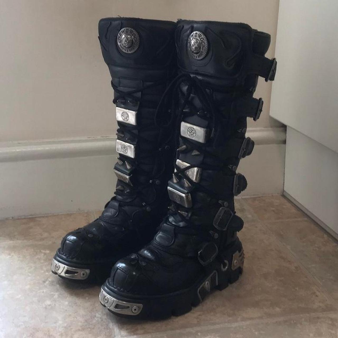 Vintage New rock knee high boots , size EU37 or 6.5... - Depop