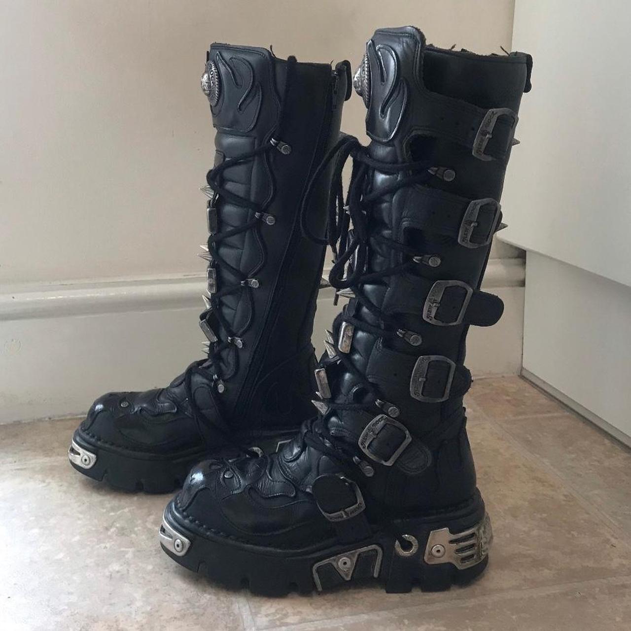 Vintage New rock knee high boots , size EU37 or 6.5... - Depop