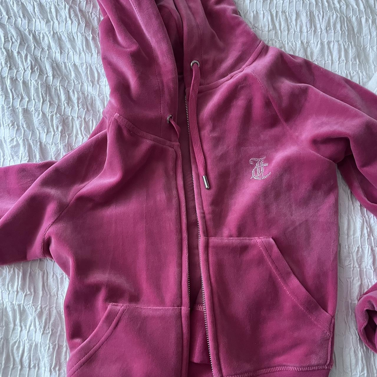 juicy couture hot pink zip up xxs-xs worn a few... - Depop