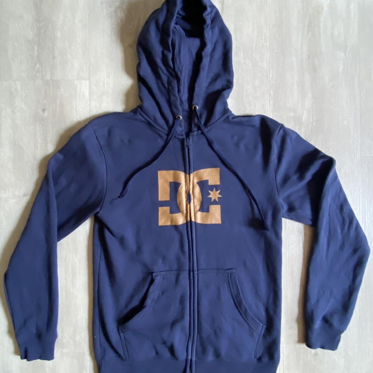 DC shoes zip up navy color with a really dark orange... - Depop