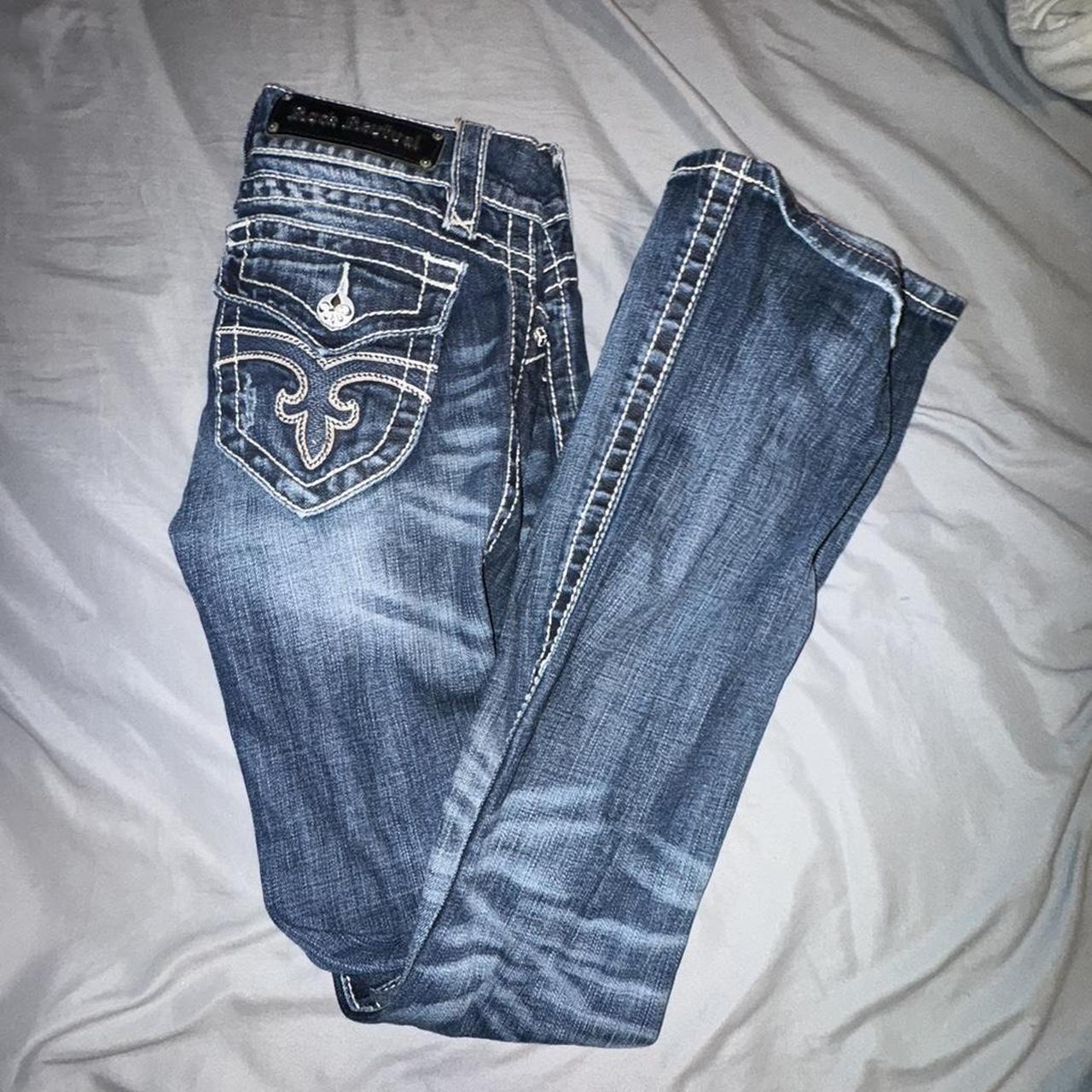 rock revival boot cut jeans cyber y2k jeans - Depop