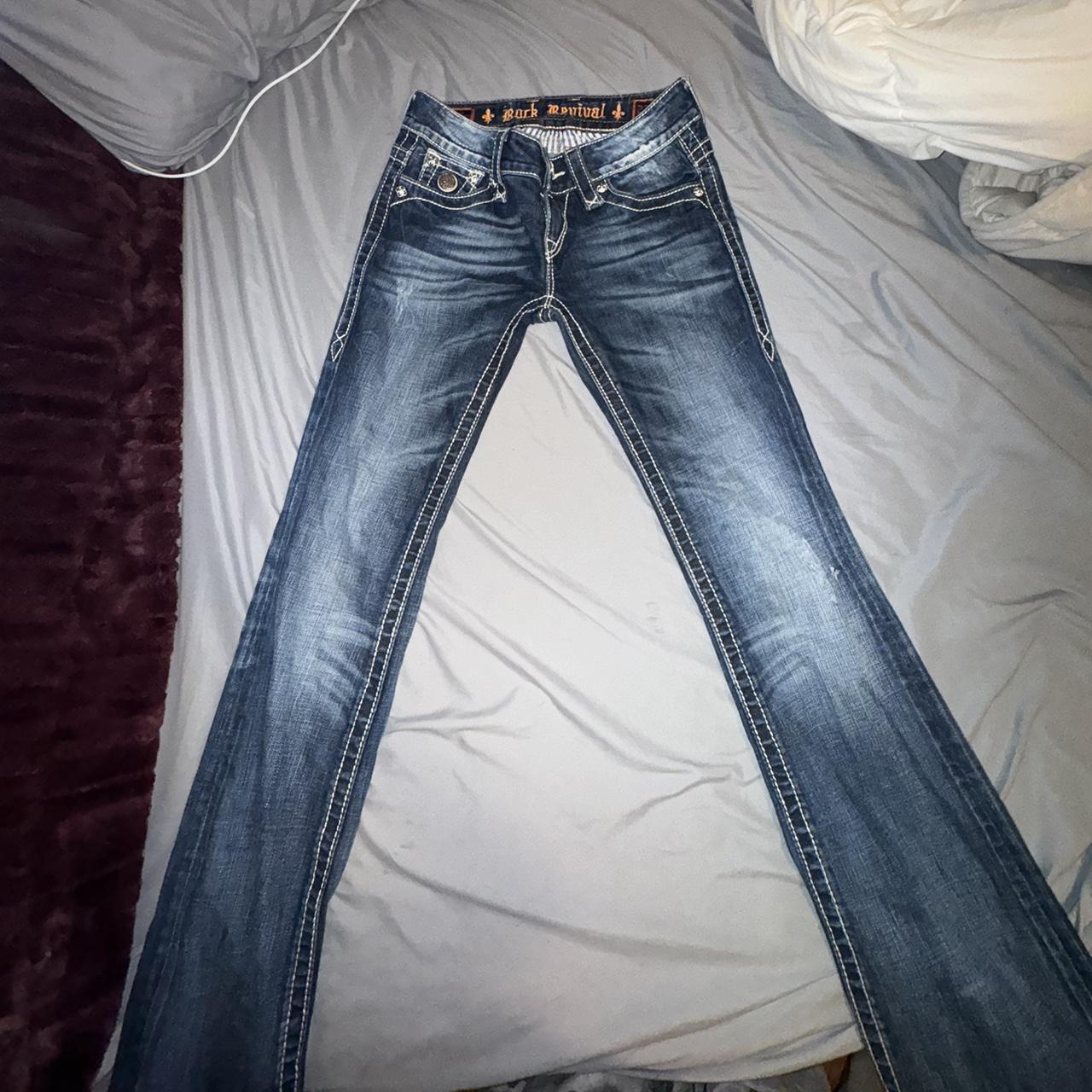 rock revival boot cut jeans cyber y2k jeans - Depop