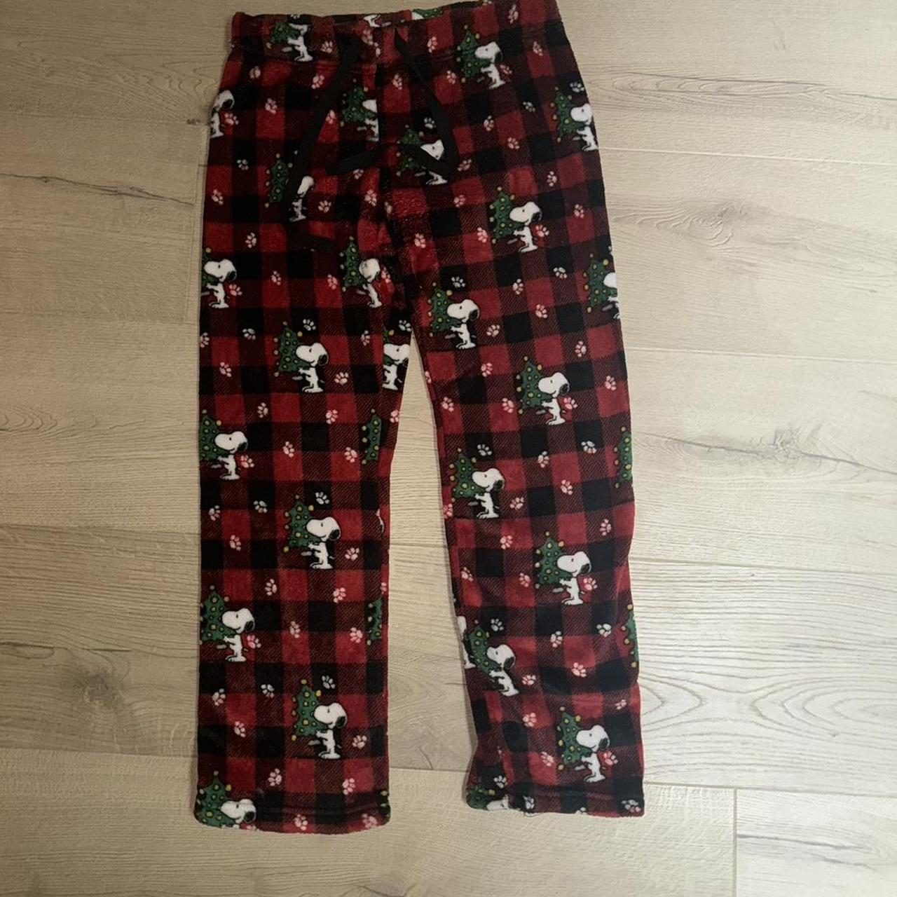 red christmas peanuts snoopy pj pants size S - Depop