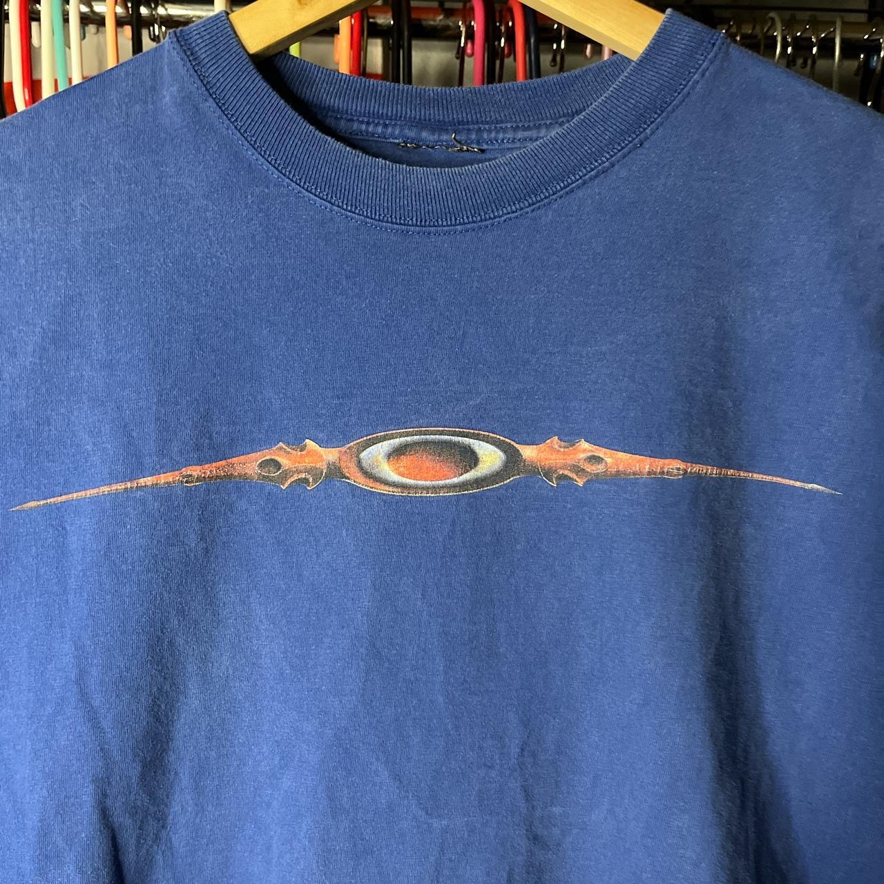 Oakley Men's Blue and Red T-shirt | Depop