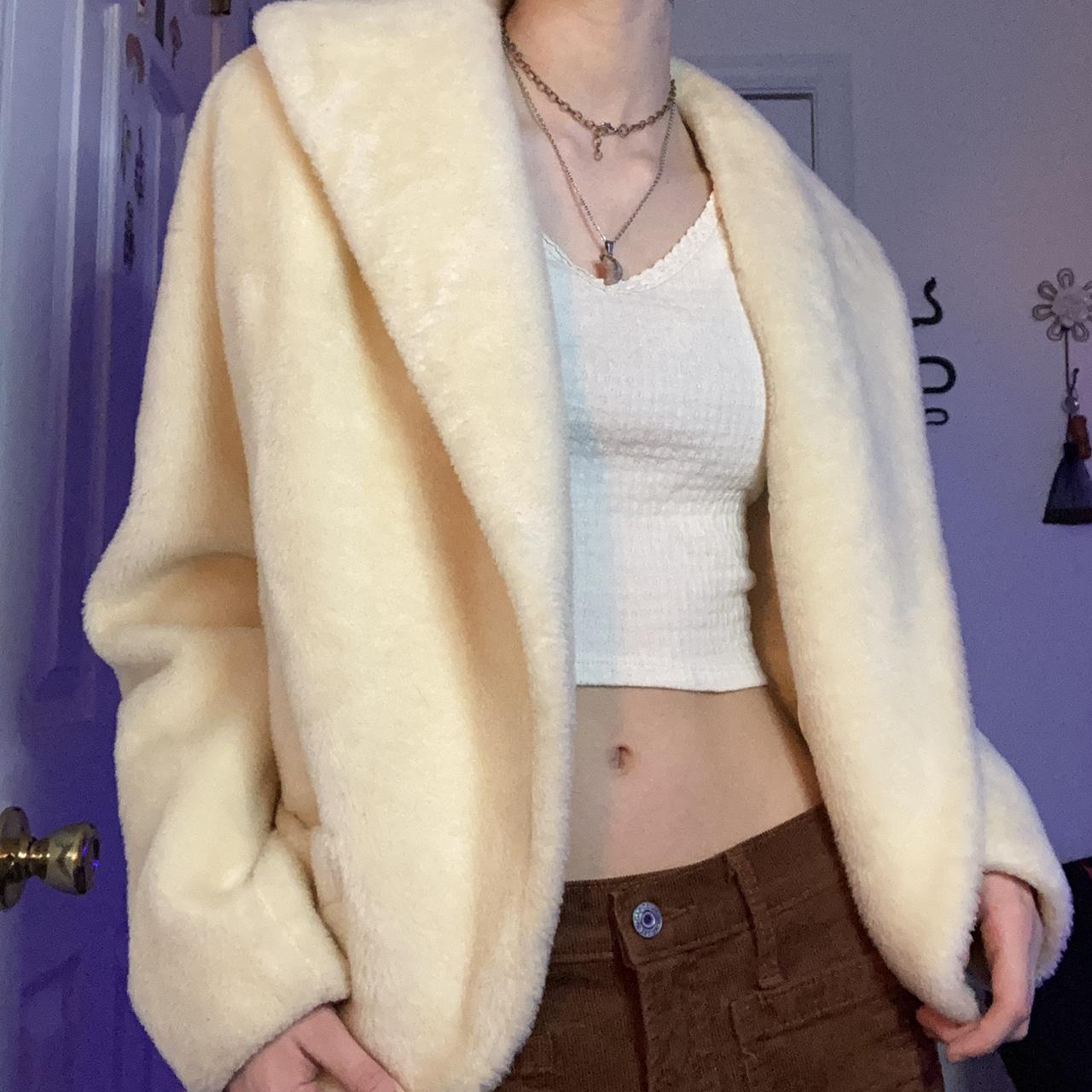 Vintage Winter White Faux Fur Night Jacket Carol Brent - Depop