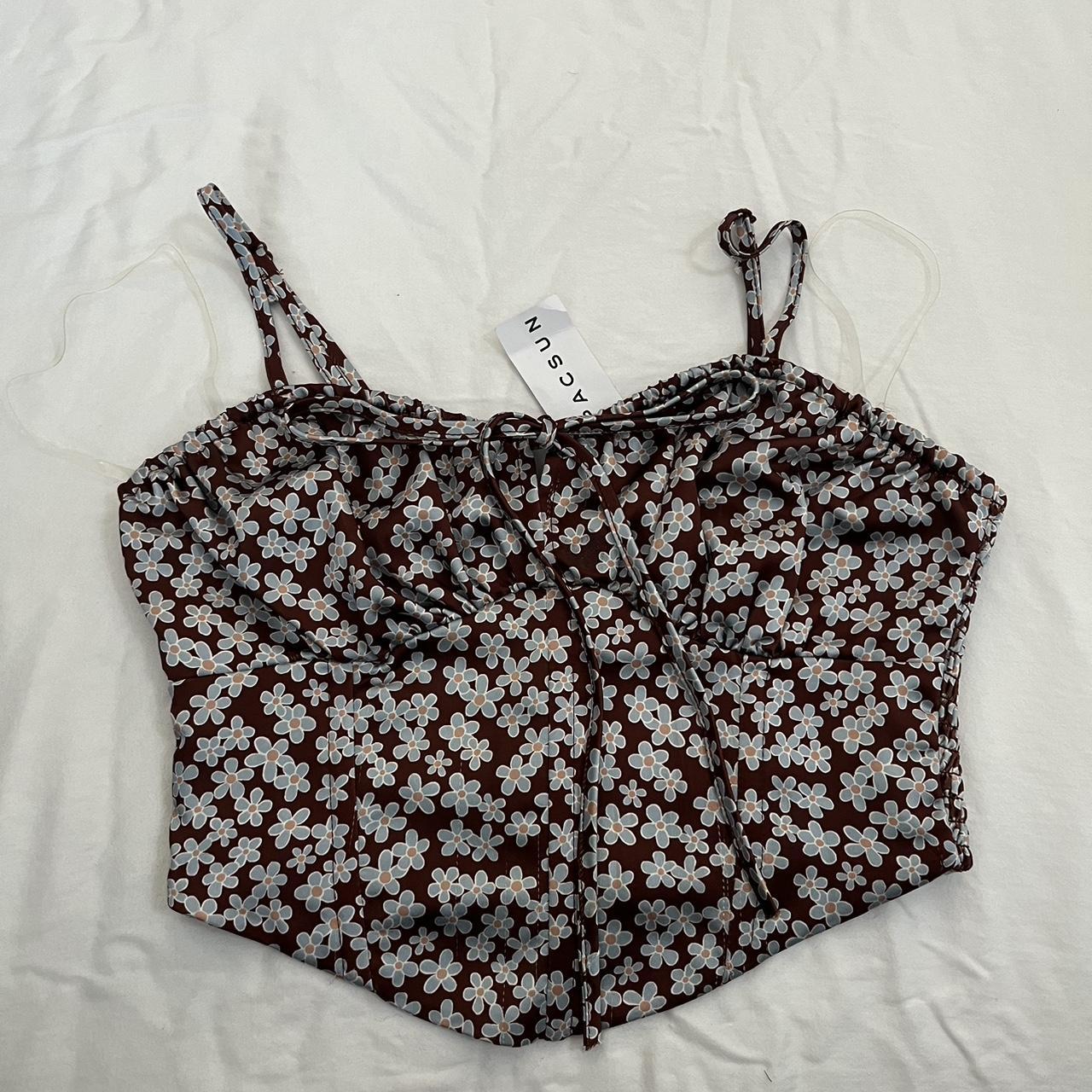 Pacsun floral corset top! Size xs nwt - Depop