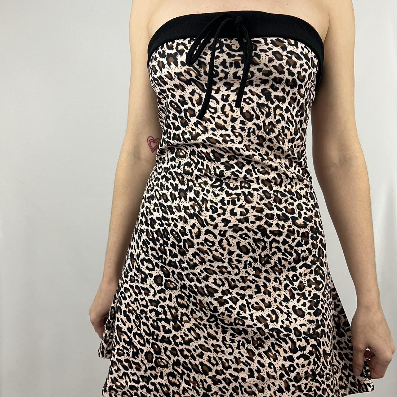 Strapless mini dress Leopard print tube top mini... | Depop