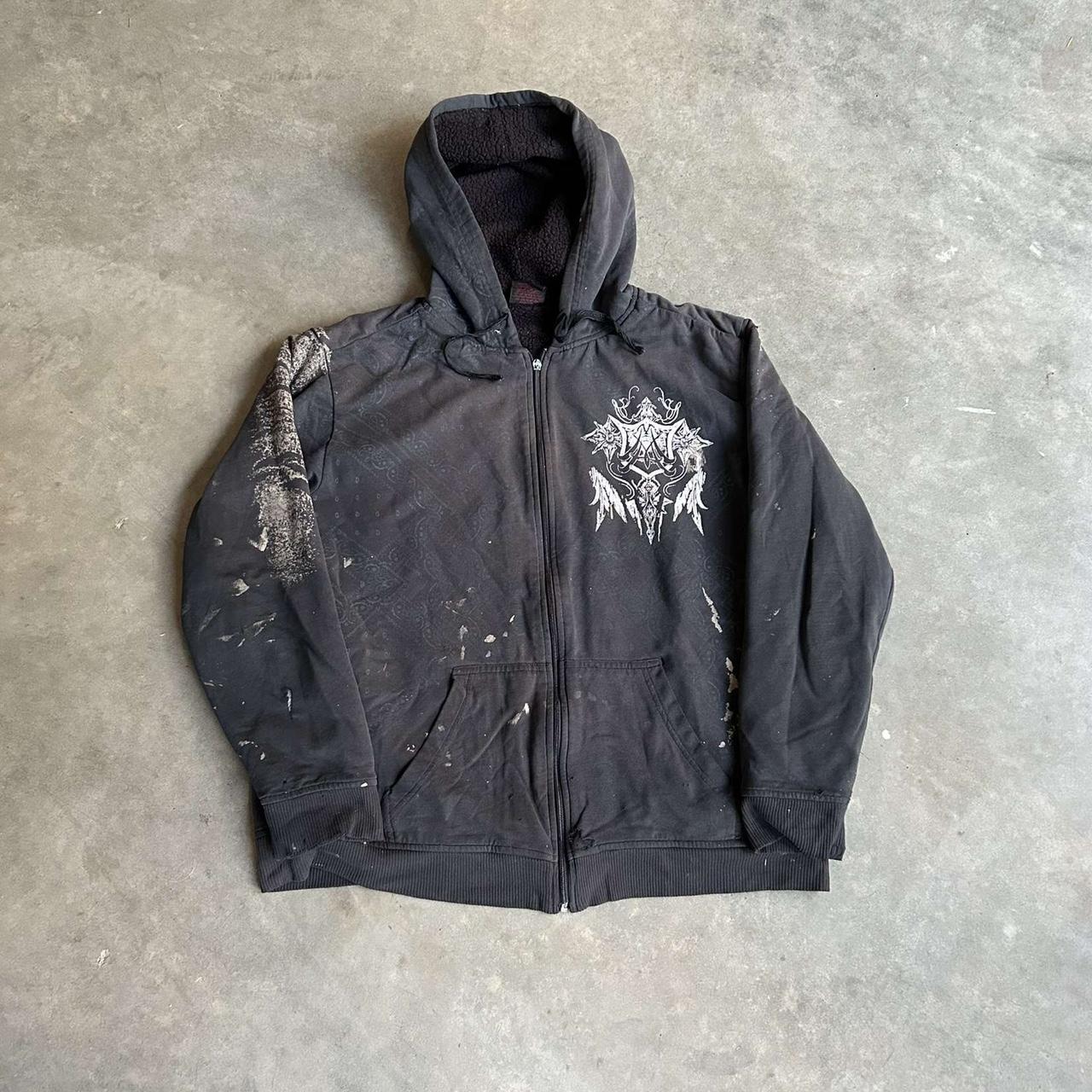 Y2K Affliction Style Hoodie Fade and Bleach missing... - Depop