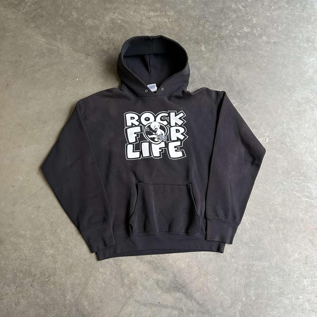 90’s Rock For Life Hoodie Size Large 22 x 25.5 - Depop
