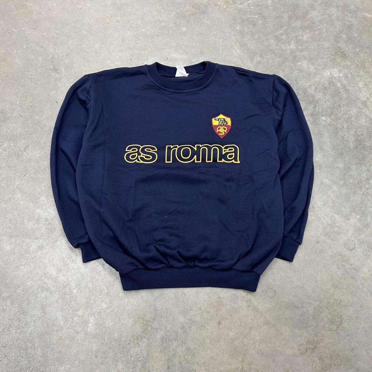 90s Euro As Roma Crewneck Size Medium/Large 23.5 x 26 - Depop