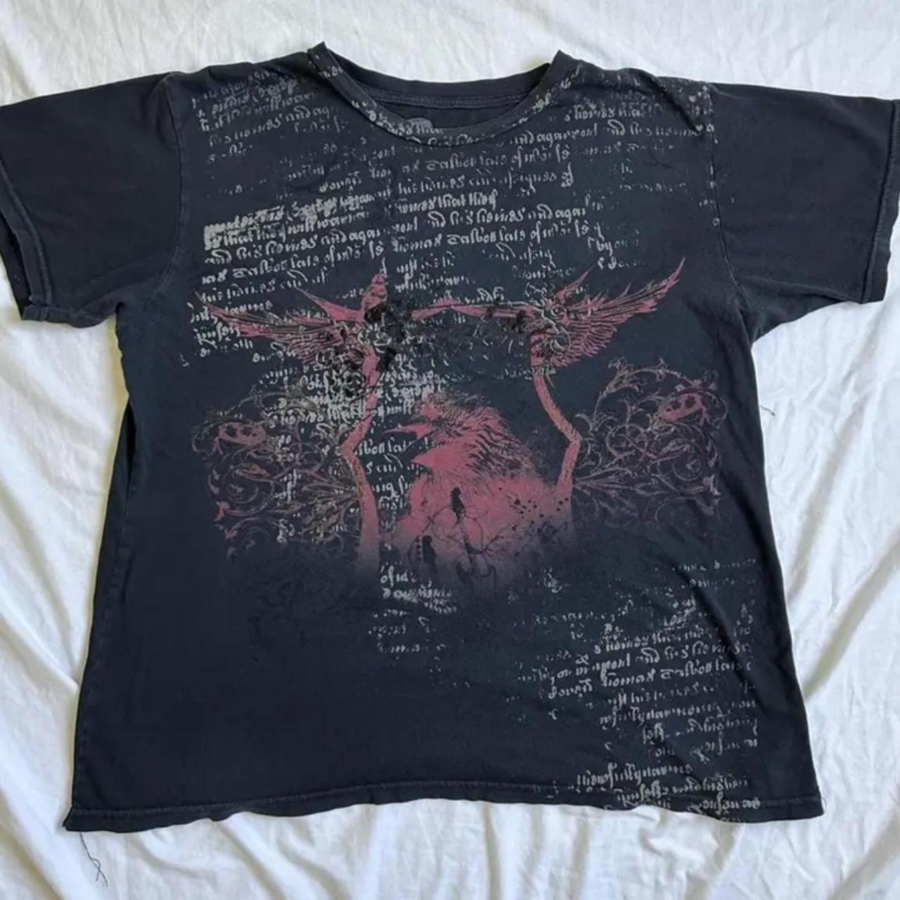 E Girl Gothic Mall Goth Loose Tee Y2K Cyber Grunge... - Depop