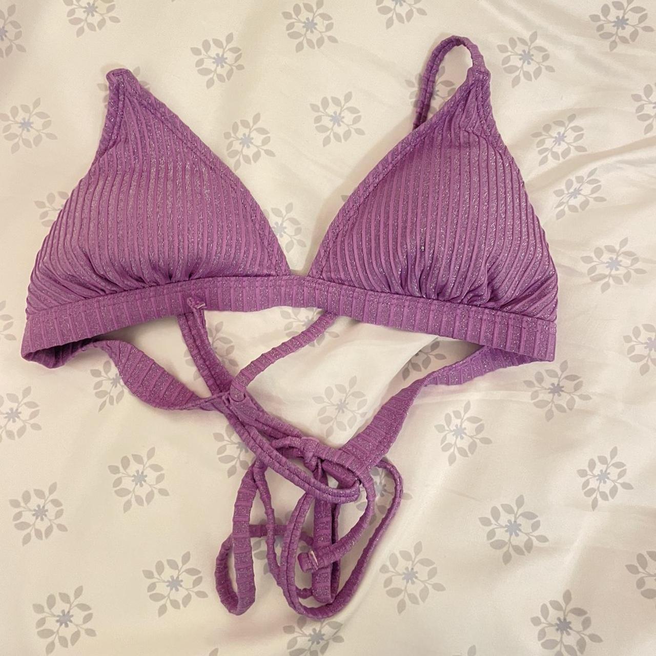 sparkly purple bikini top size S no pay pal - Depop