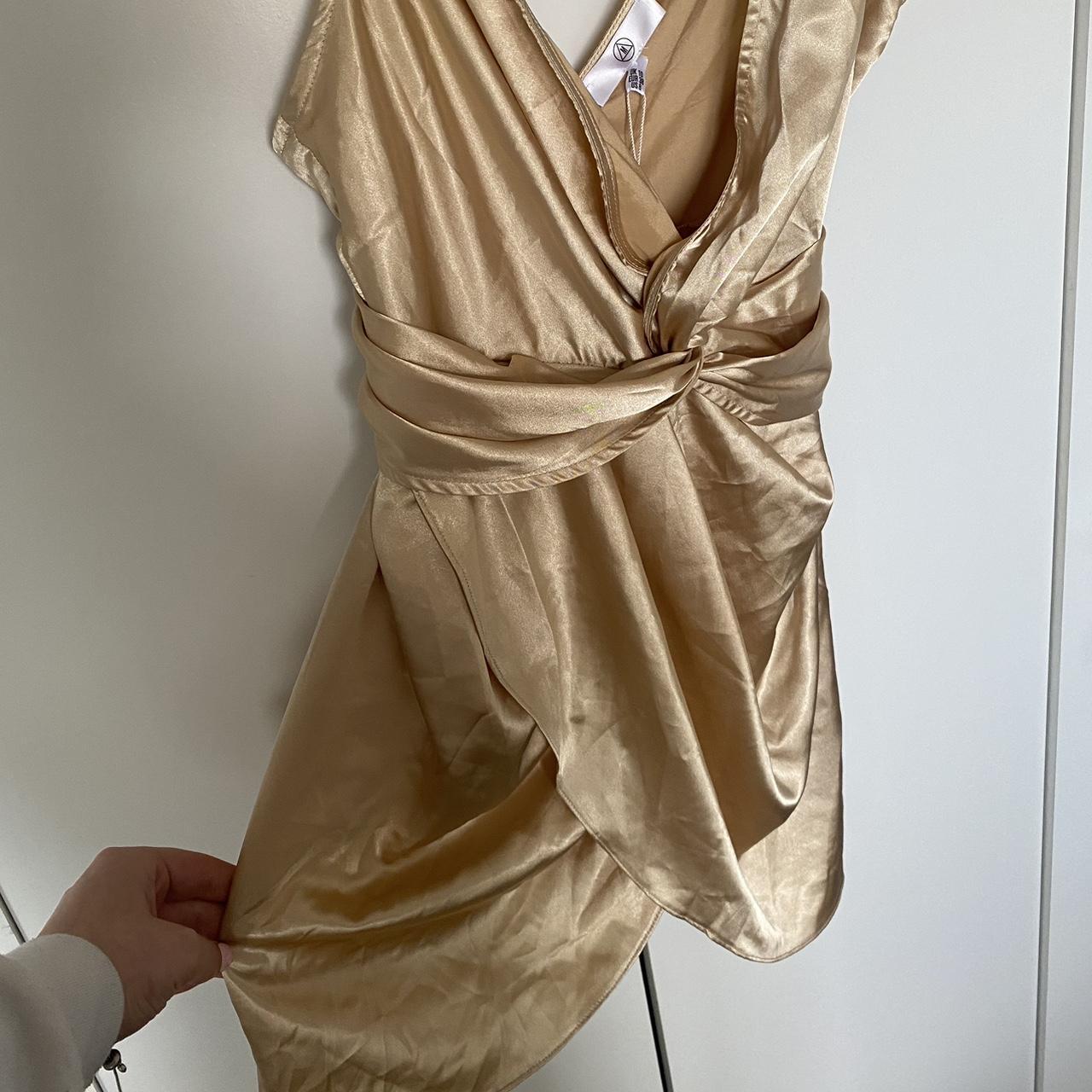 Missguided Women's Gold and Tan Dress | Depop