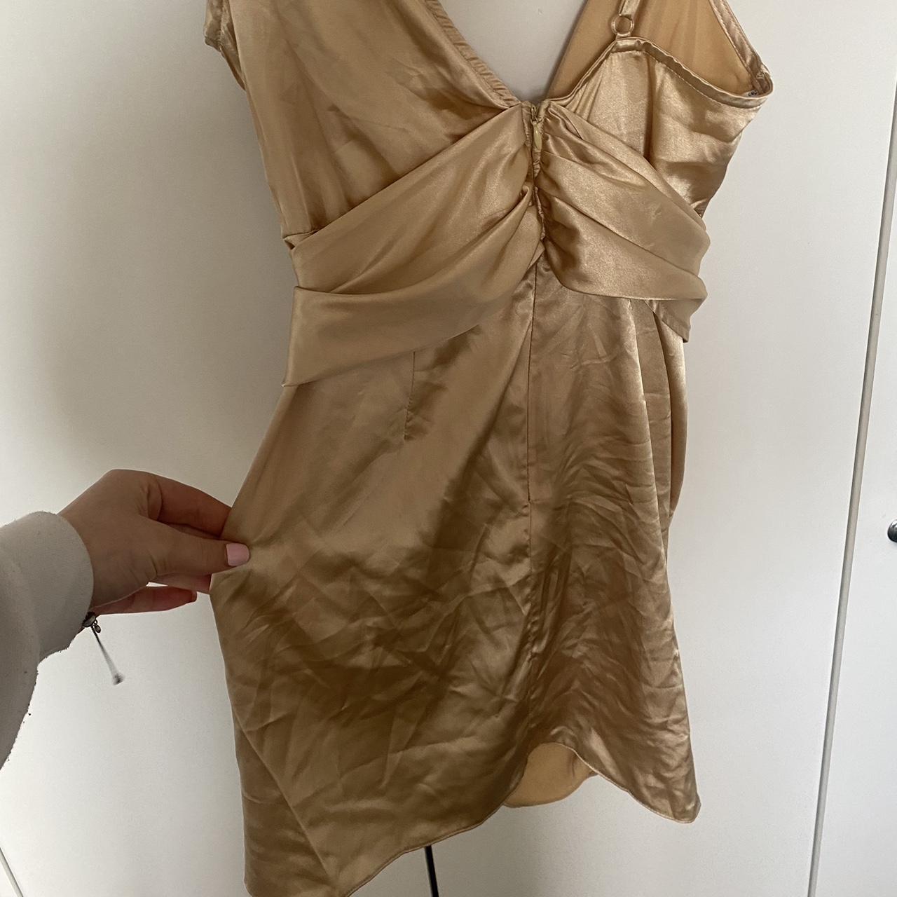 Missguided Women's Gold and Tan Dress | Depop