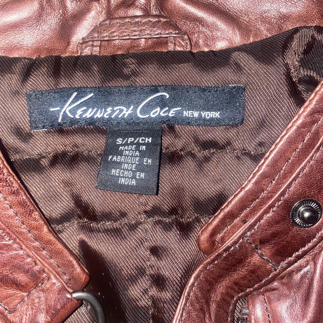 Kenneth Cole New York Leather Jacket Size S Mint... - Depop