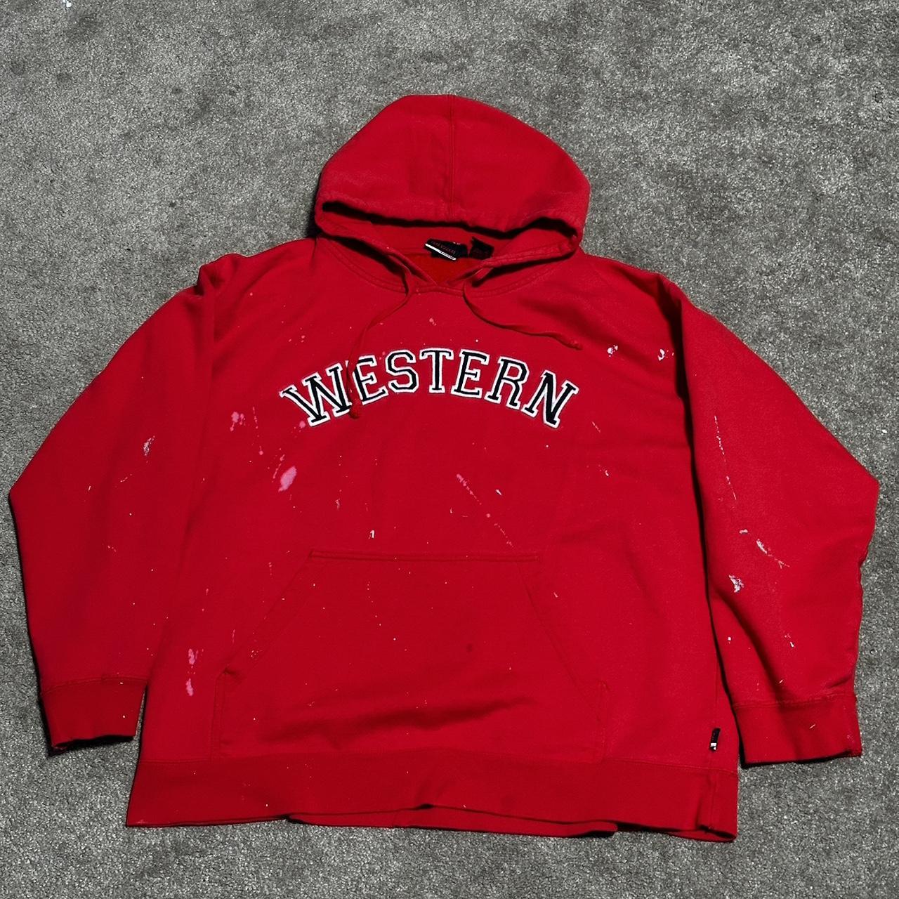 Vintage Western Paint Splatter Hoodie XL but fits... - Depop