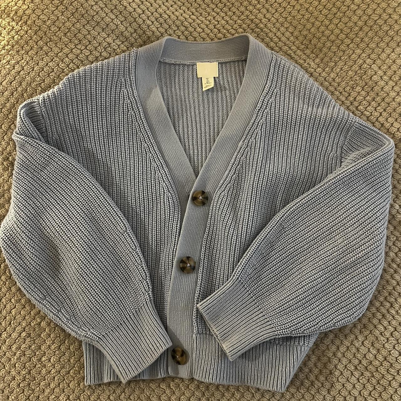 baby blue h&m cardigan 💙🦋 this cardigan is so cozy!... - Depop