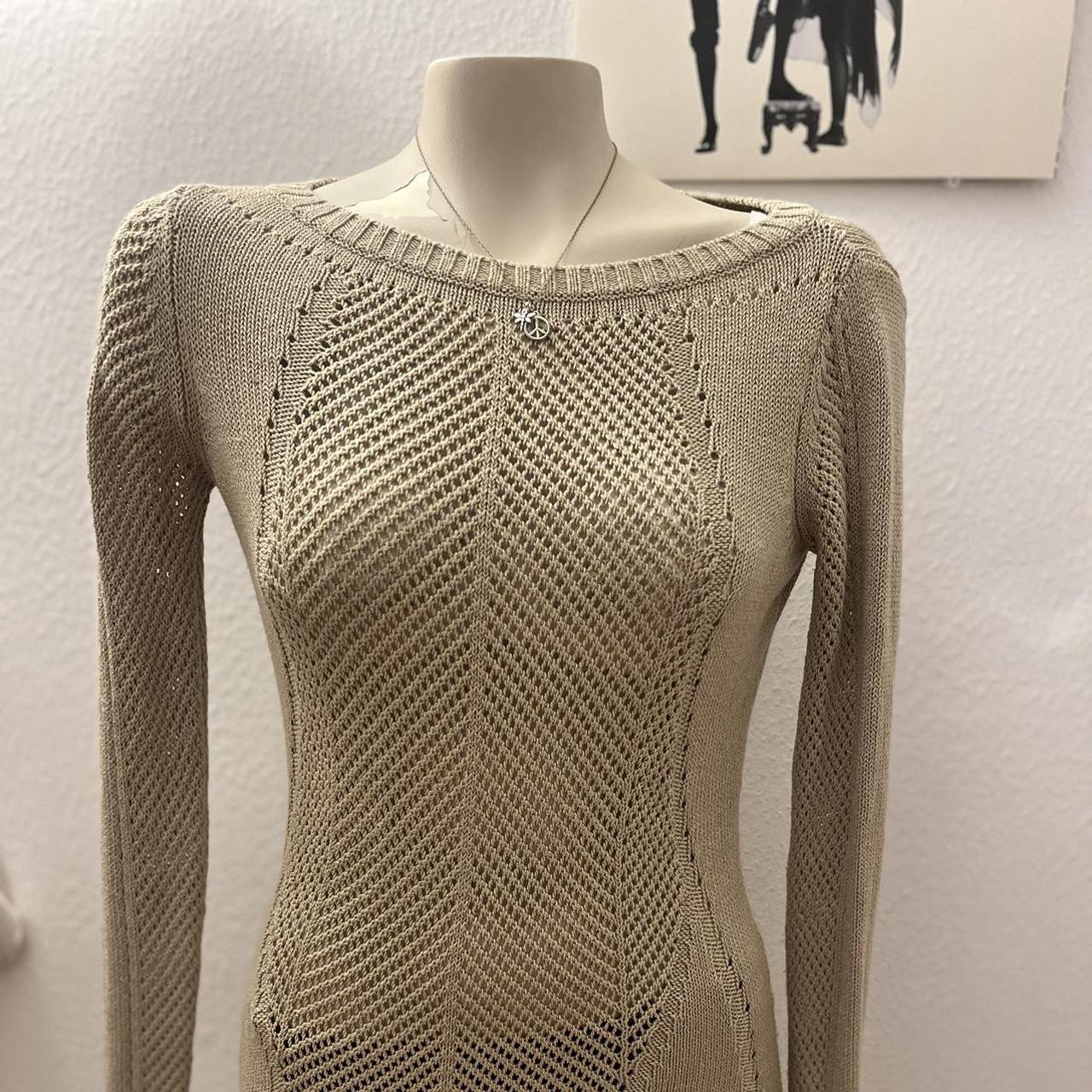 Beige/Brown Tight Knit Dress ☆ Form fitting,... - Depop