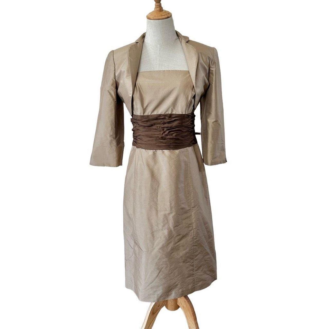 Talbots vintage tan silk dress matching... | Depop