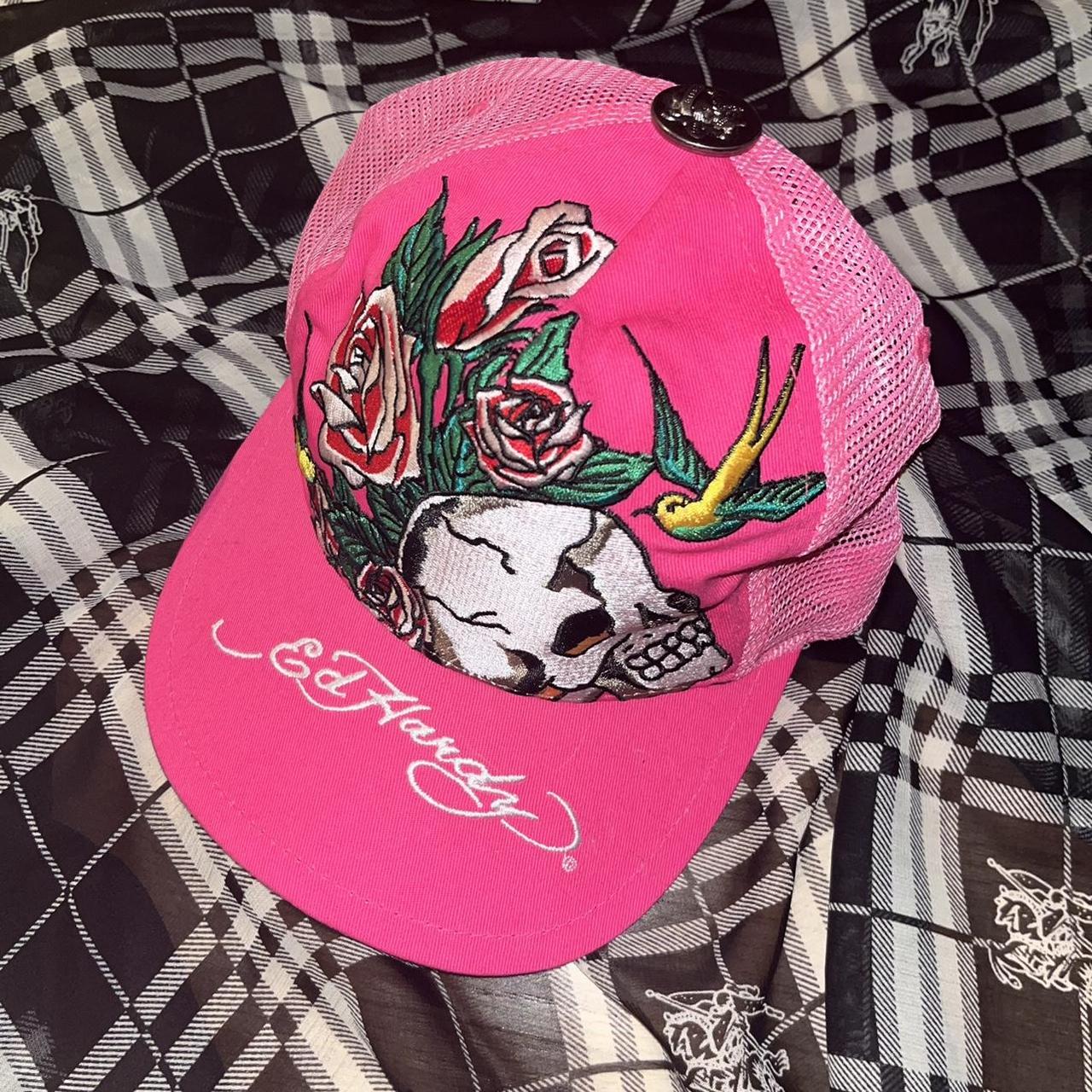 Neon pink y2k Ed Hardy vintage baseball cap #y2k... | Depop